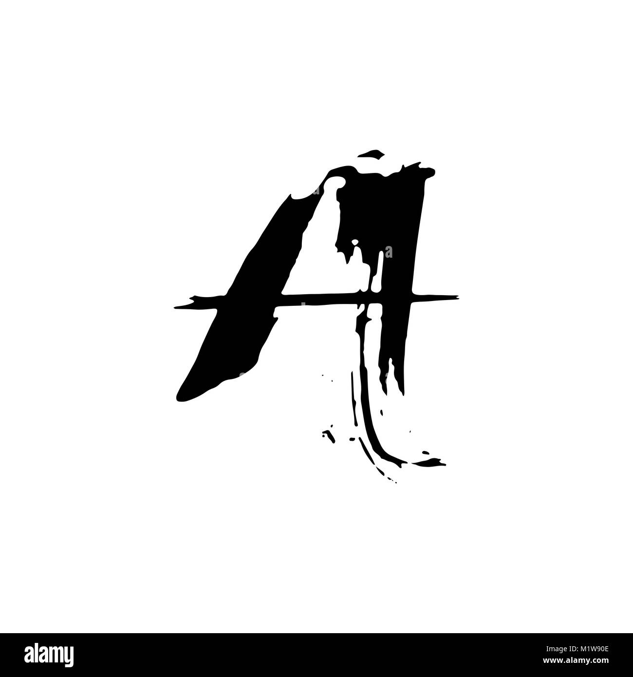 Letter A. Handwritten by dry brush. Rough strokes font. Vector ...