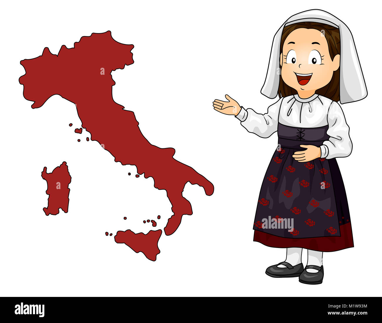 Illustration of a Kid Girl Wearing an Italian National Costume ...