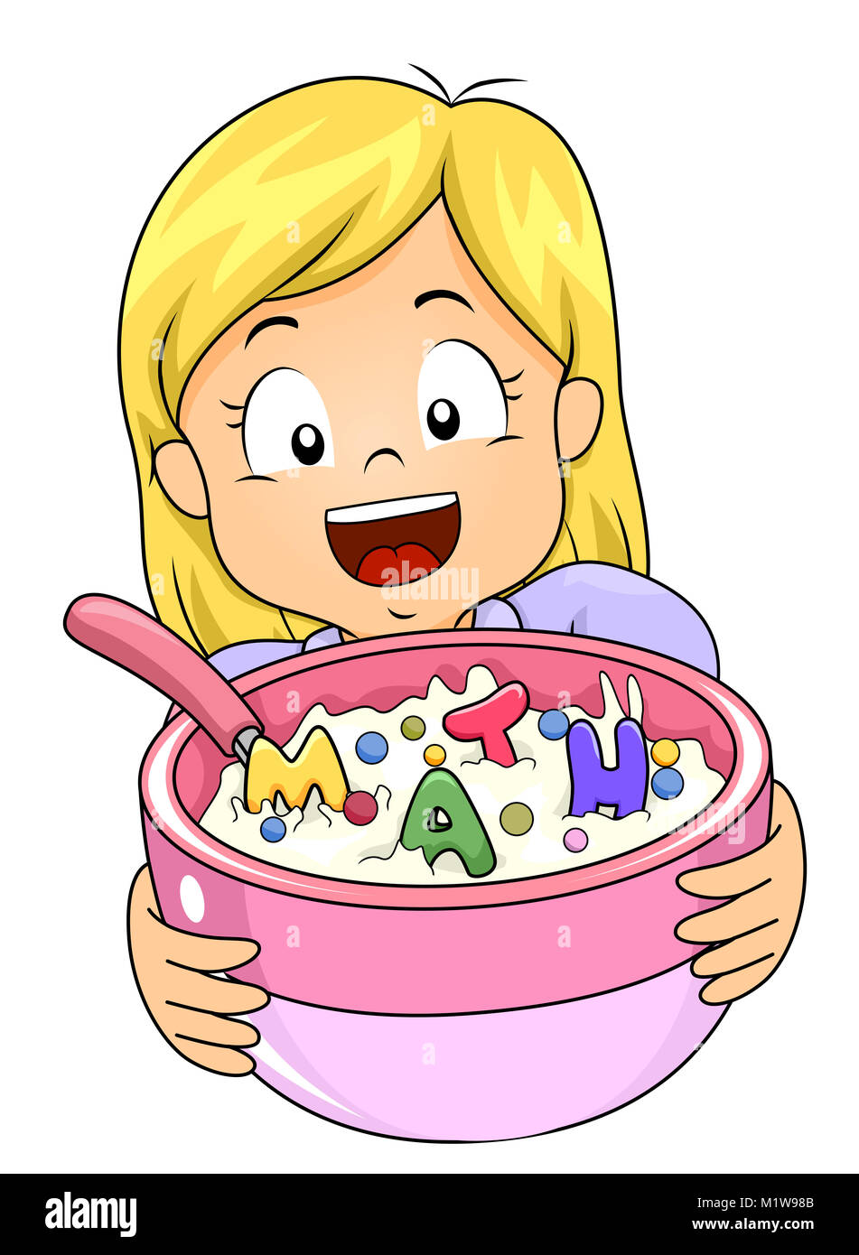 Colorful Illustration Featuring a Little Girl Offering a Large Bowl of ...