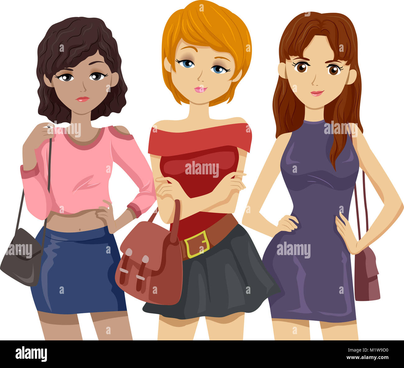 Three Teen Girls Clipart