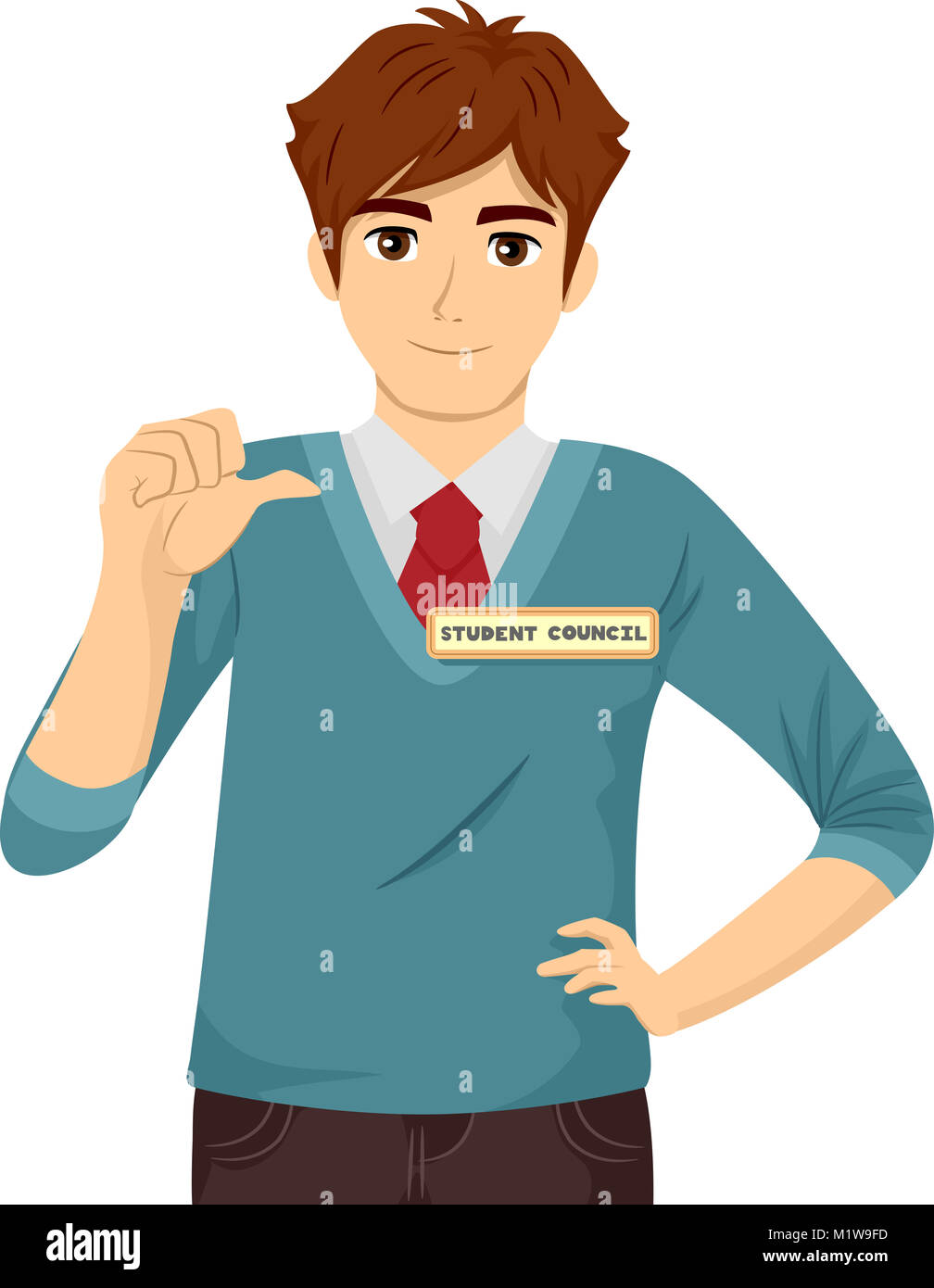 Illustration Featuring a Young Teenage Guy in Preppy Clothes Running ...