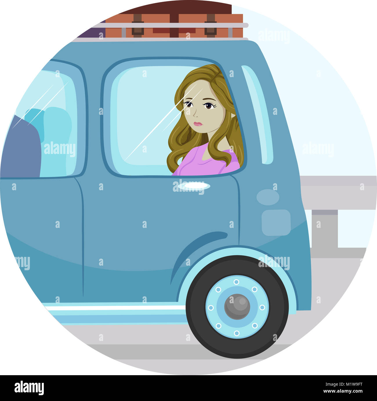 Illustration Featuring a Beautiful Young Woman Gazing From the Window ...