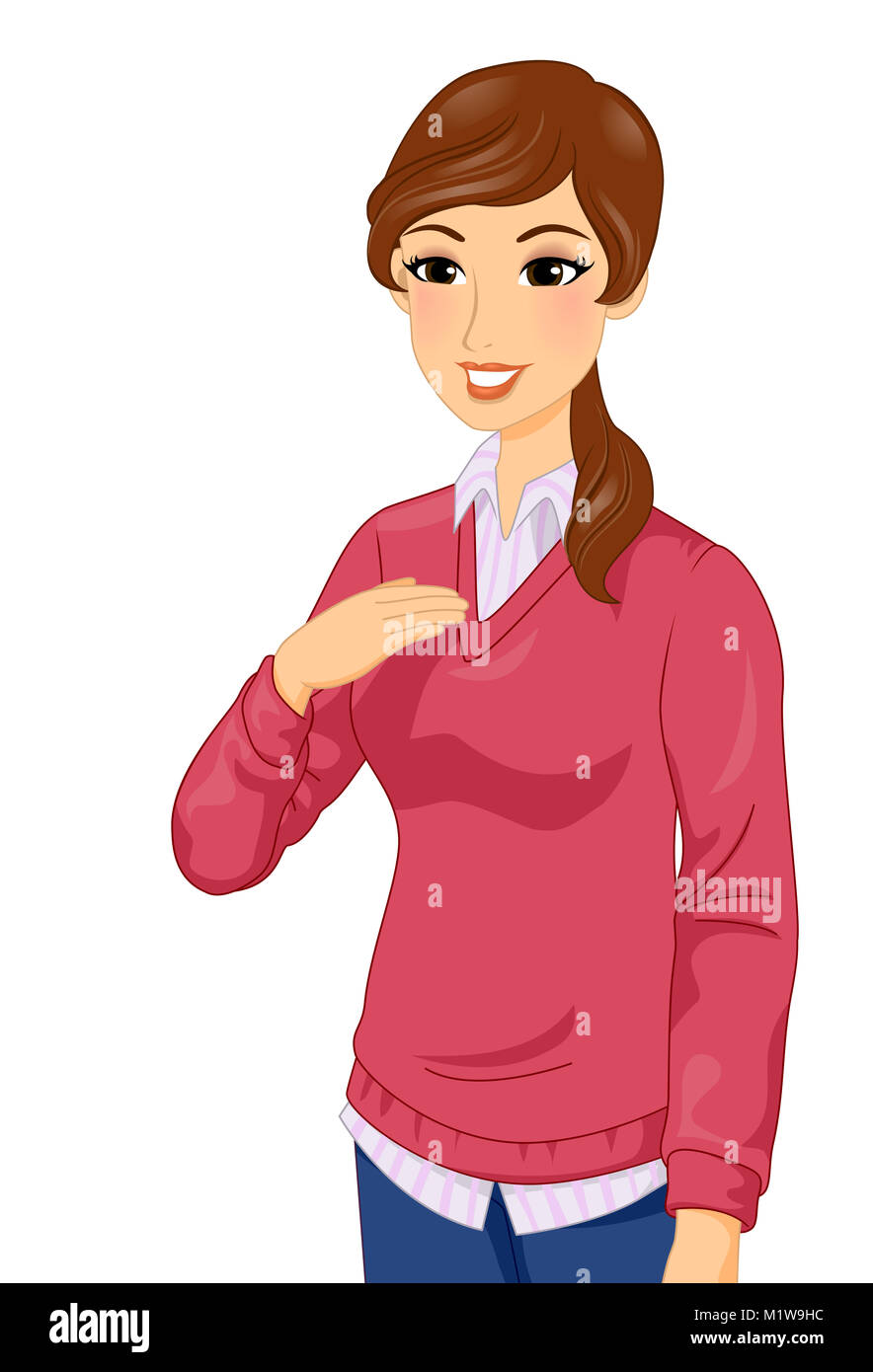 Illustration of a Beautiful Young Teacher Introducing Herself to Her ...