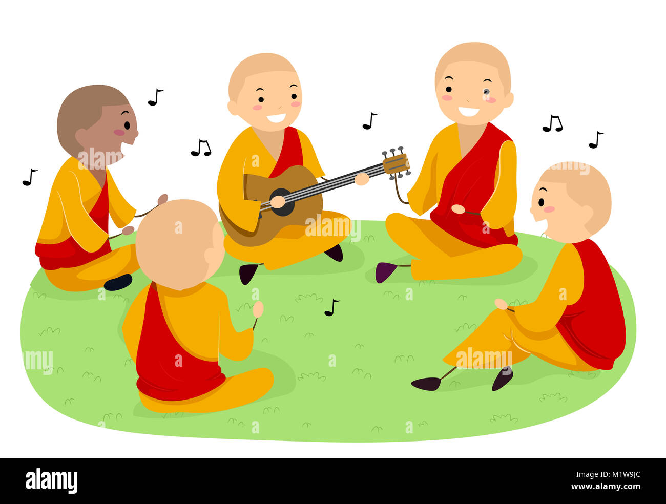 Stickman Illustration Featuring a Group of Teenage Monks Singing While ...
