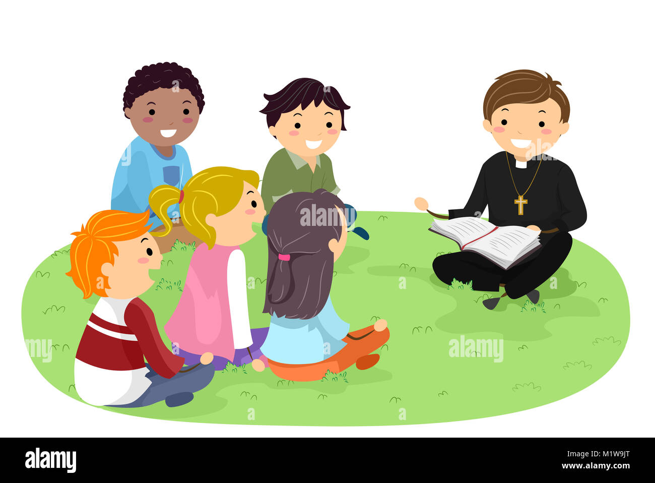 Stickman Illustration Featuring Teenagers in a Park Listening to a ...