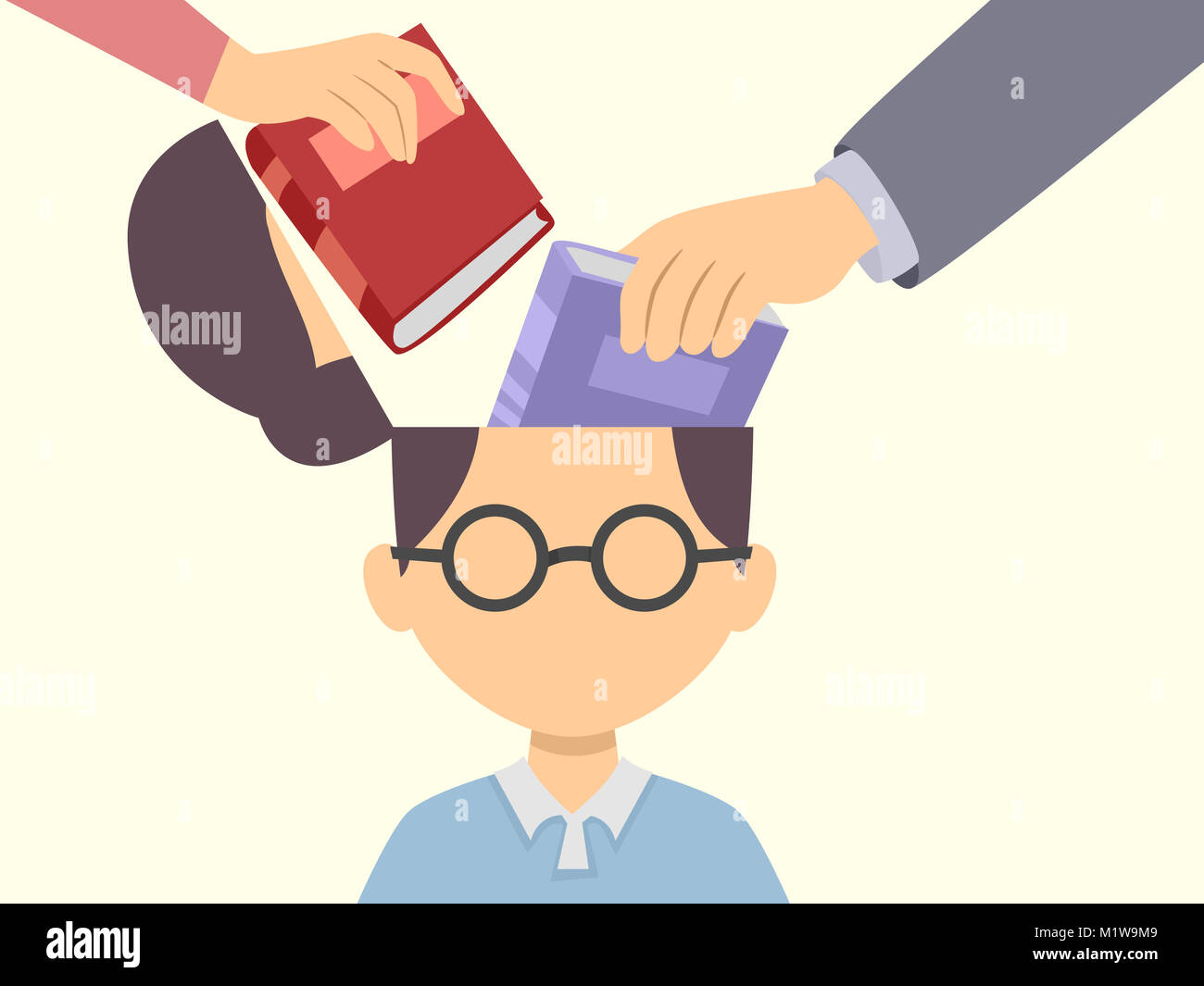 Concept Illustration About Education Showing Adults Putting Books ...