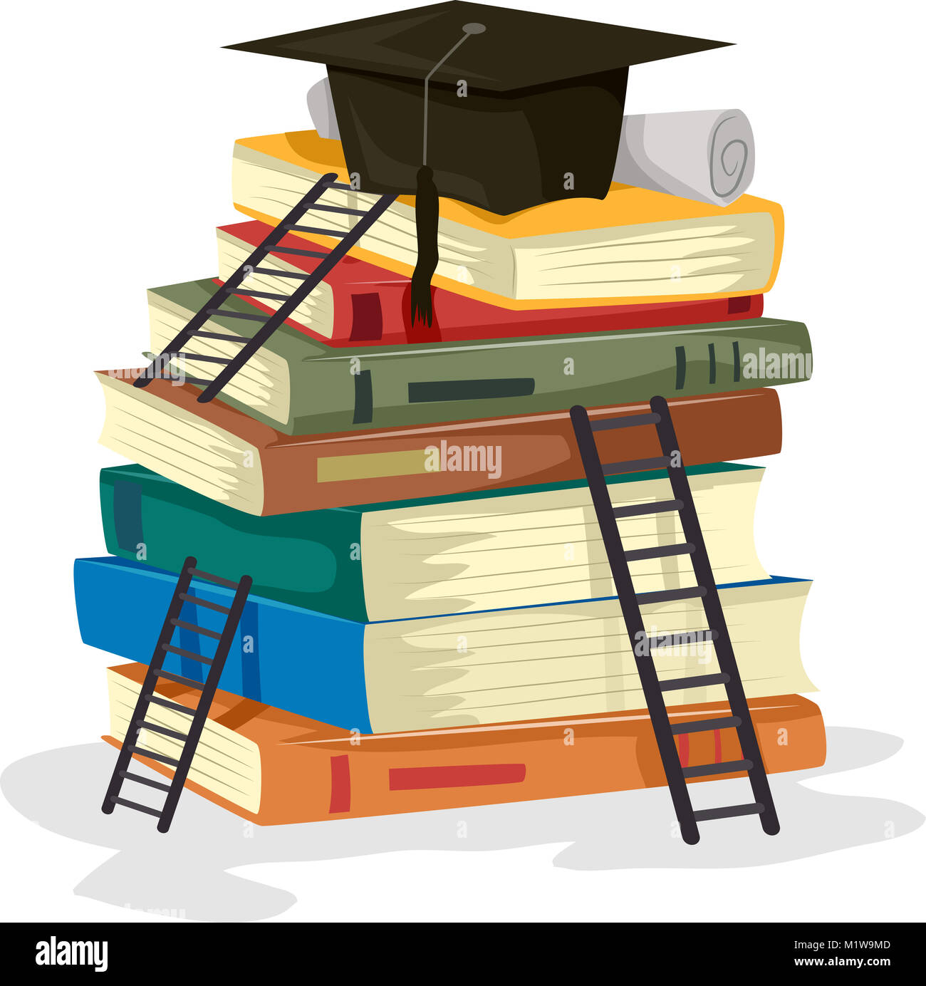 Concept Illustration About Education Featuring a Ladder Resting Against ...