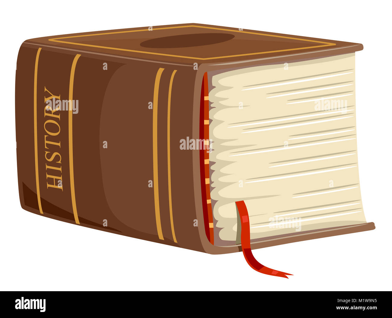Illustration Featuring a Huge, Yellowed History Book With a Red Tassel ...