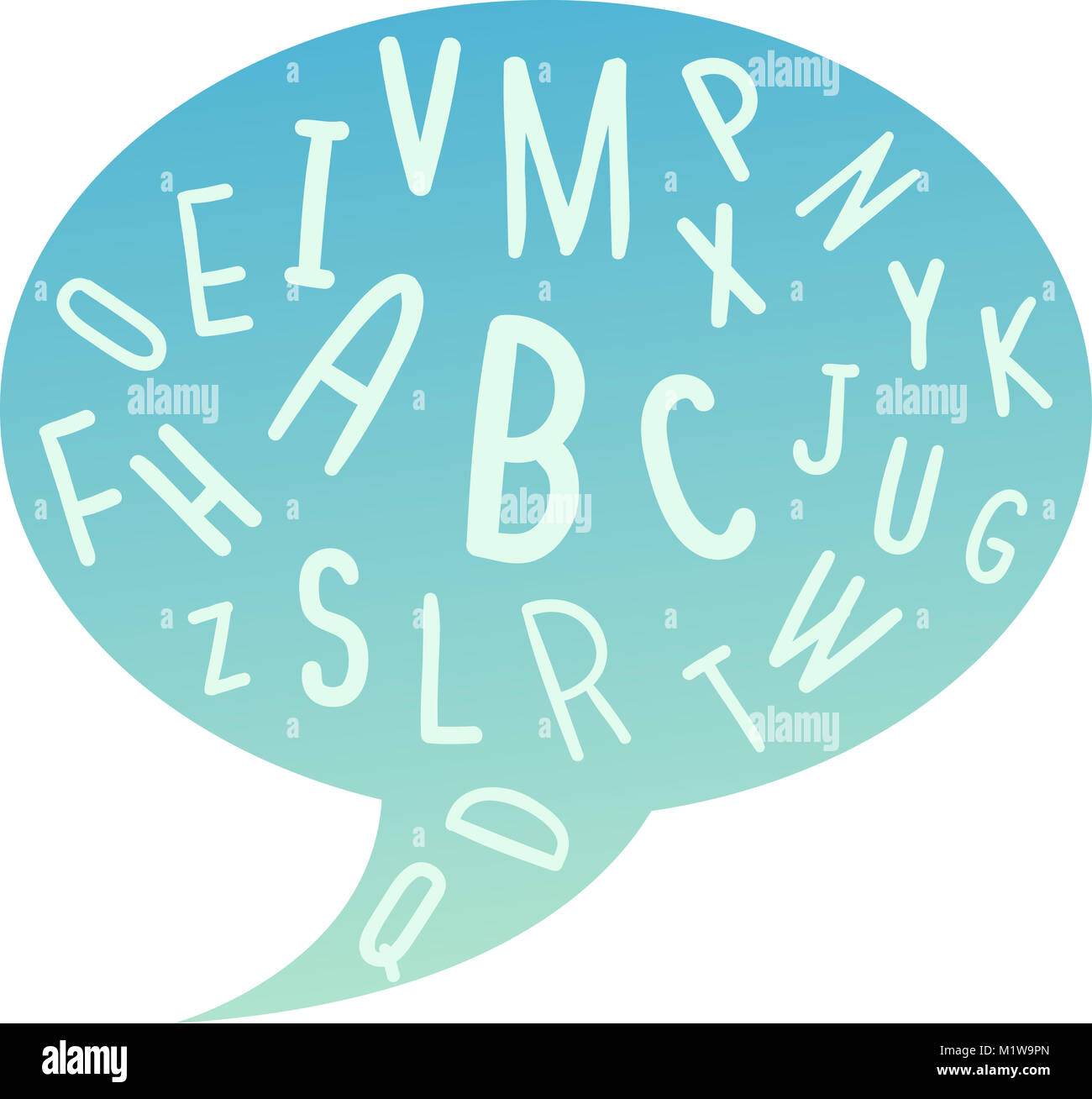 Education Illustration Featuring a Blue Speech Bubble Filled With ...