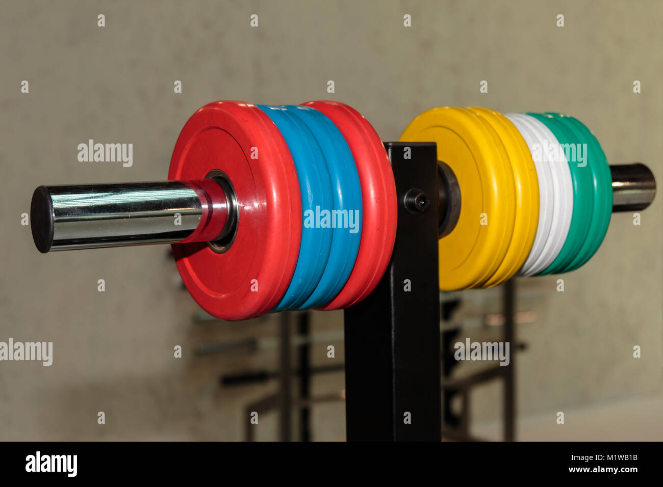 Colorful Disks for Barbell in Gym: Weight Fitness Equipment Stock Photo ...