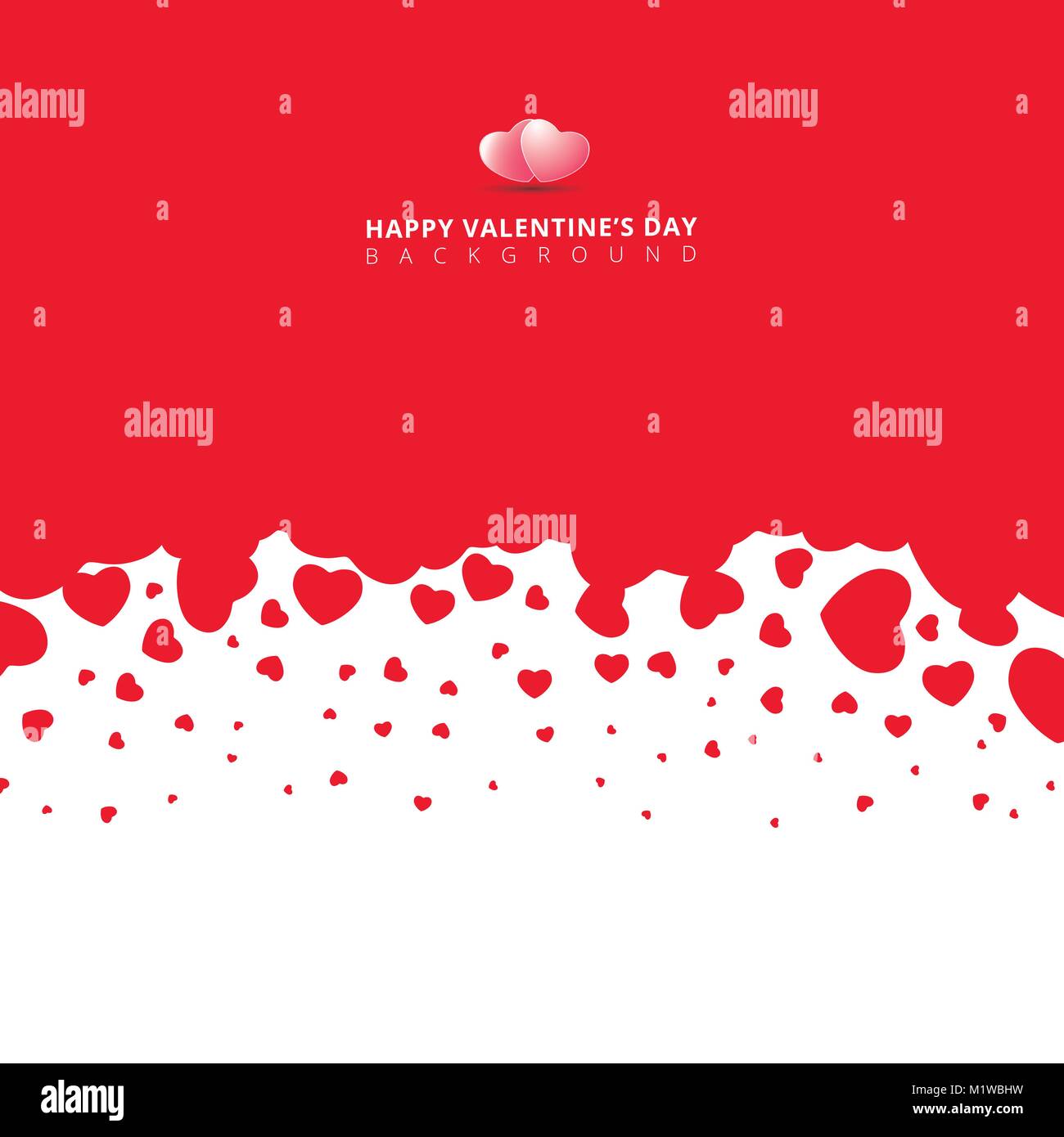 Red hearts futuristic random size on white background for valentines ...