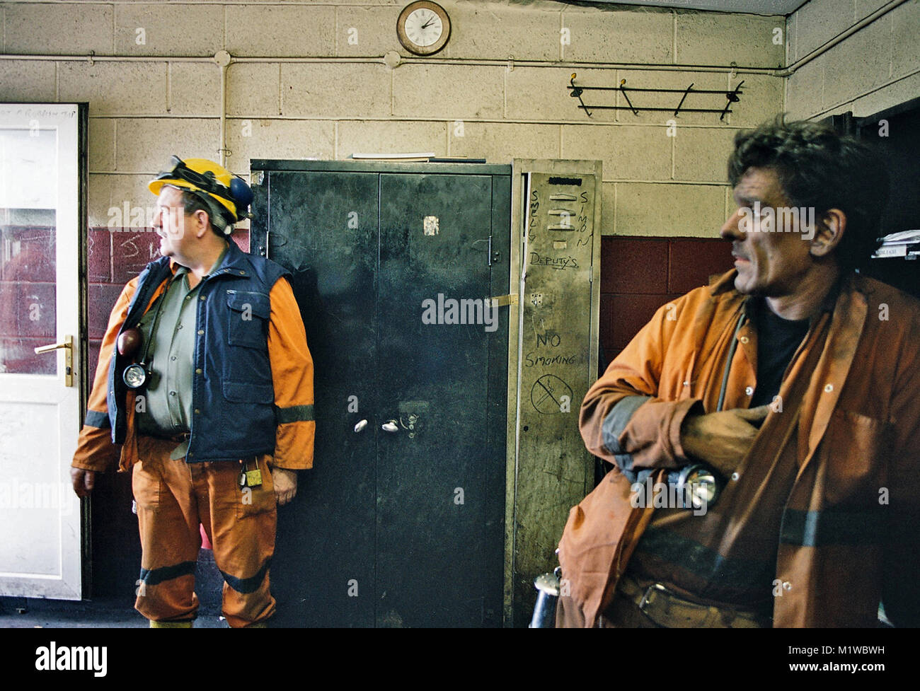 Miners in the staff room at tower colliery, Hirwaun, Cynon Valley ...
