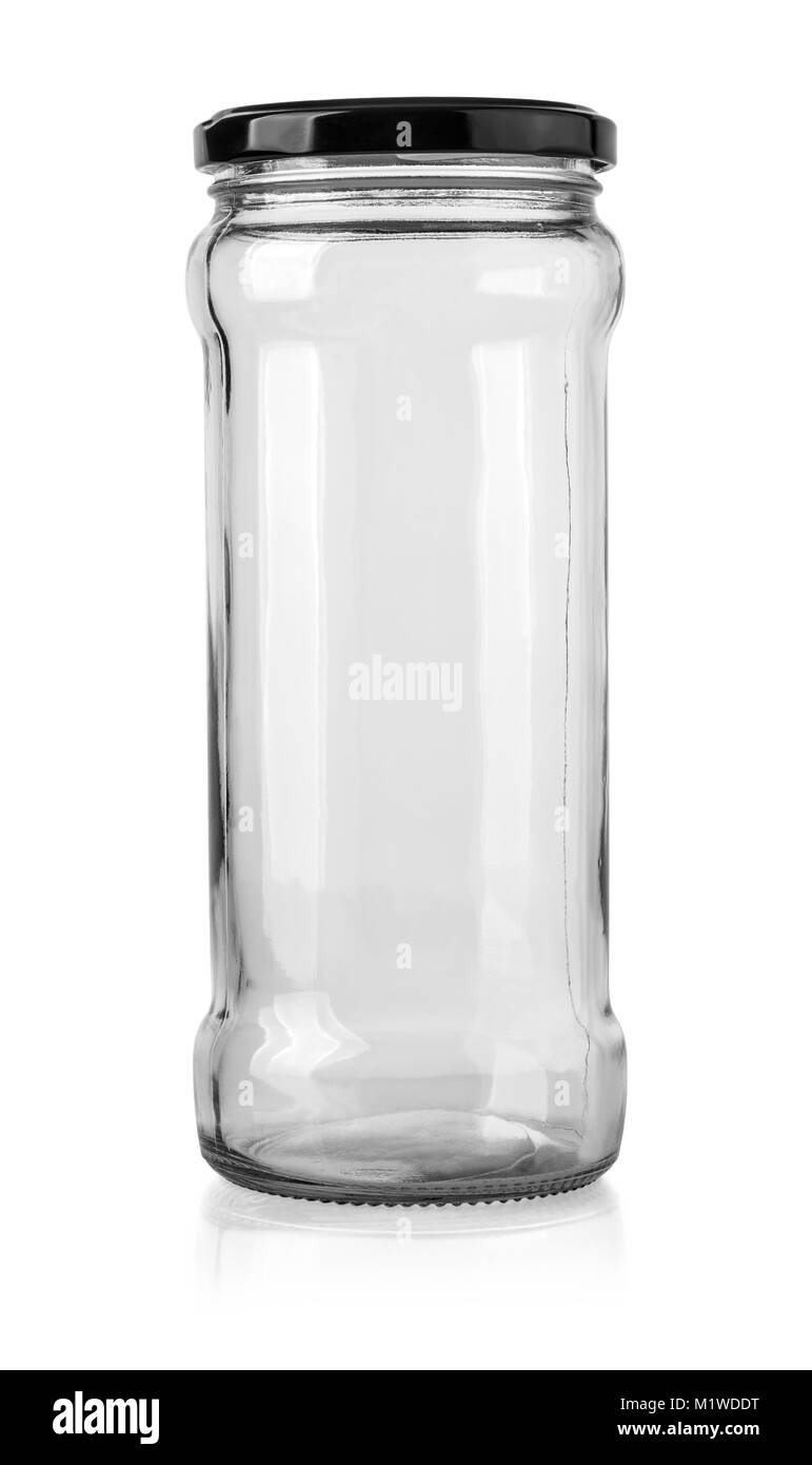 Empty glass jar on white background with clipping path Stock Photo - Alamy
