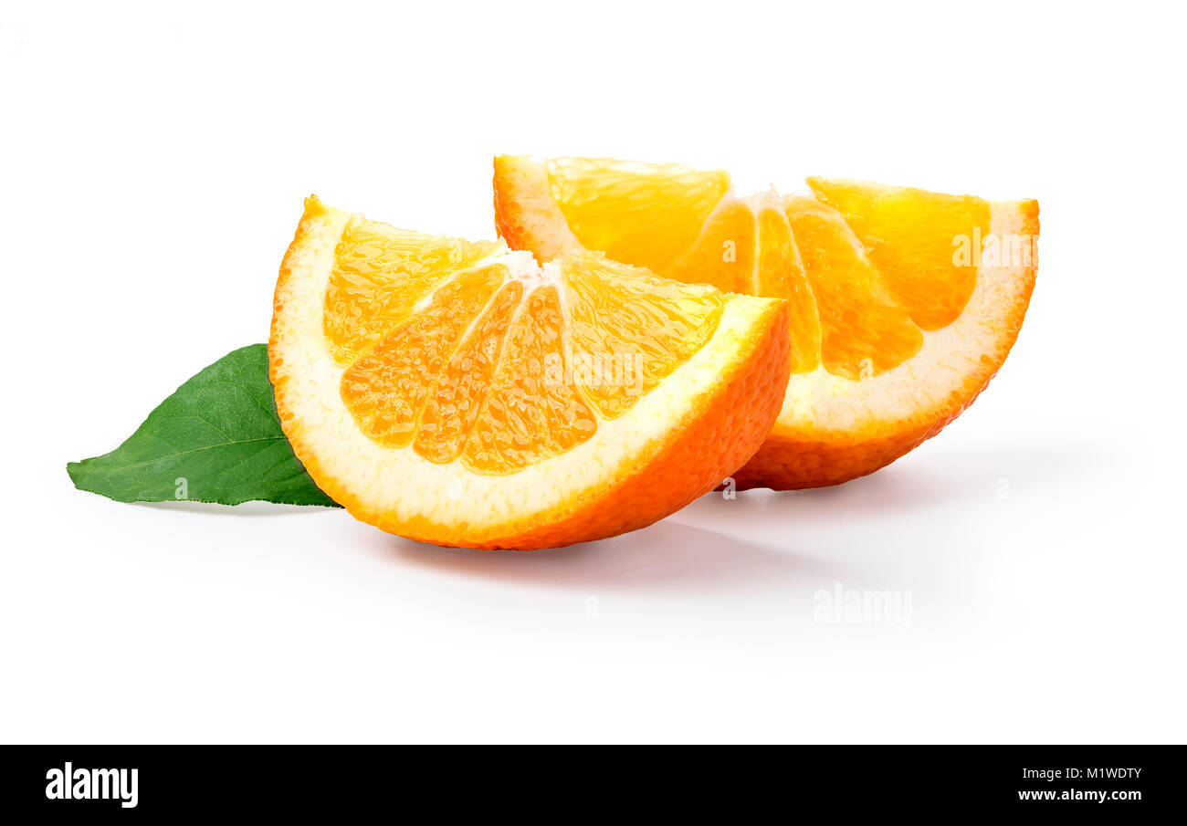 Two Slices of Orange Isolated on White Background Stock Photo - Alamy