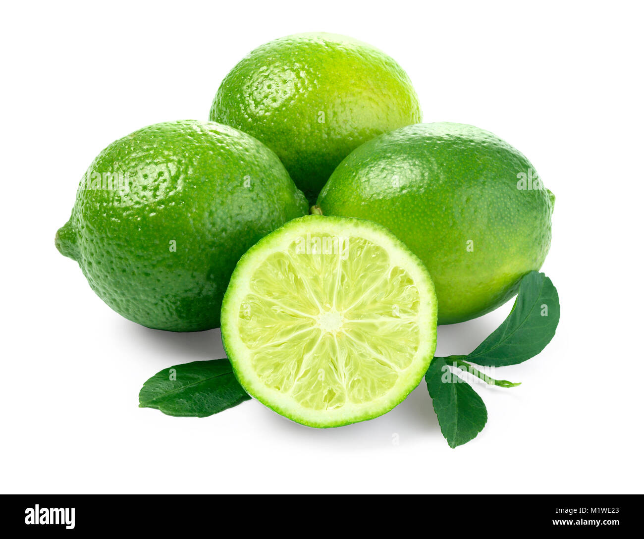 fresh Lime isolated on white background with leaf Stock Photo - Alamy