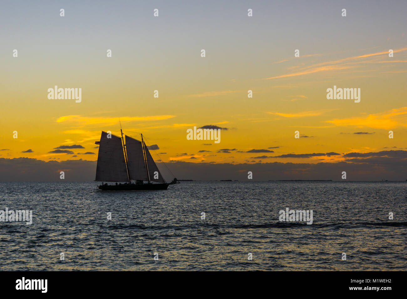 USA, Florida, Ancient sailing boat on the water at key west after ...