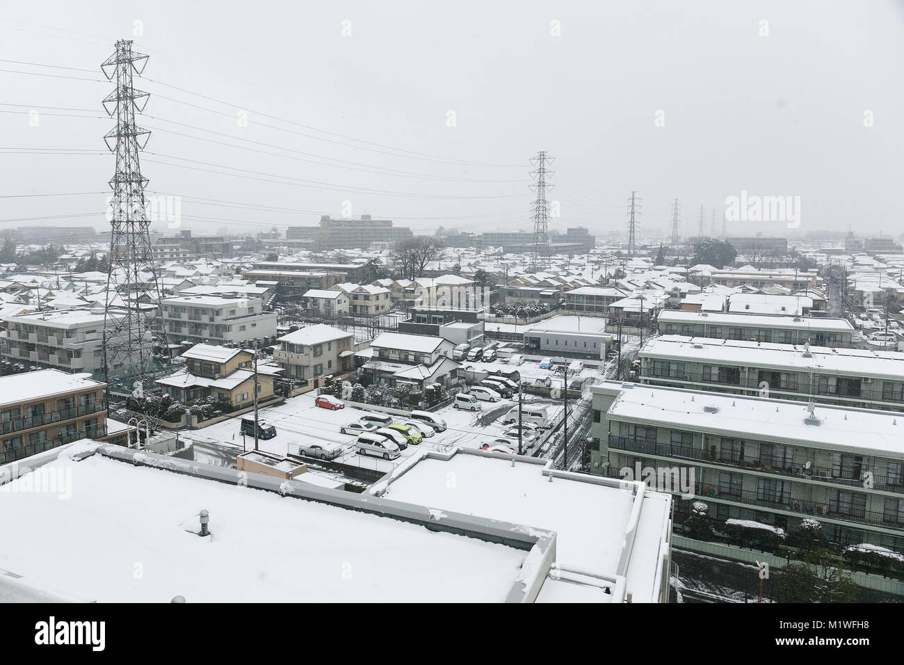 Tokyo, Japan. 2nd Feb, 2018. A view of Tokyo under a snowfall on ...