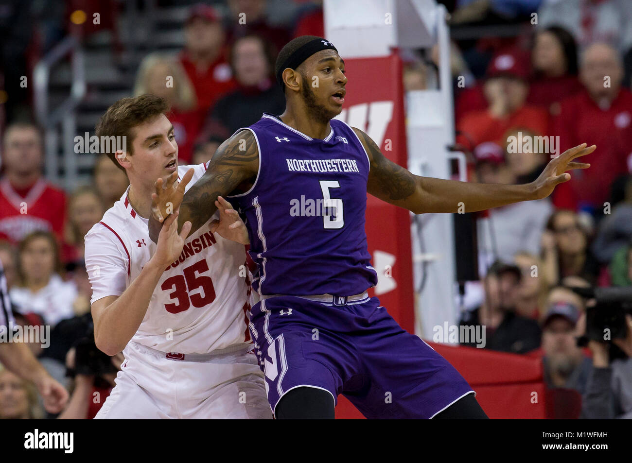 Madison, WI, USA. 1st Feb, 2018. Northwestern Wildcats center Dererk ...