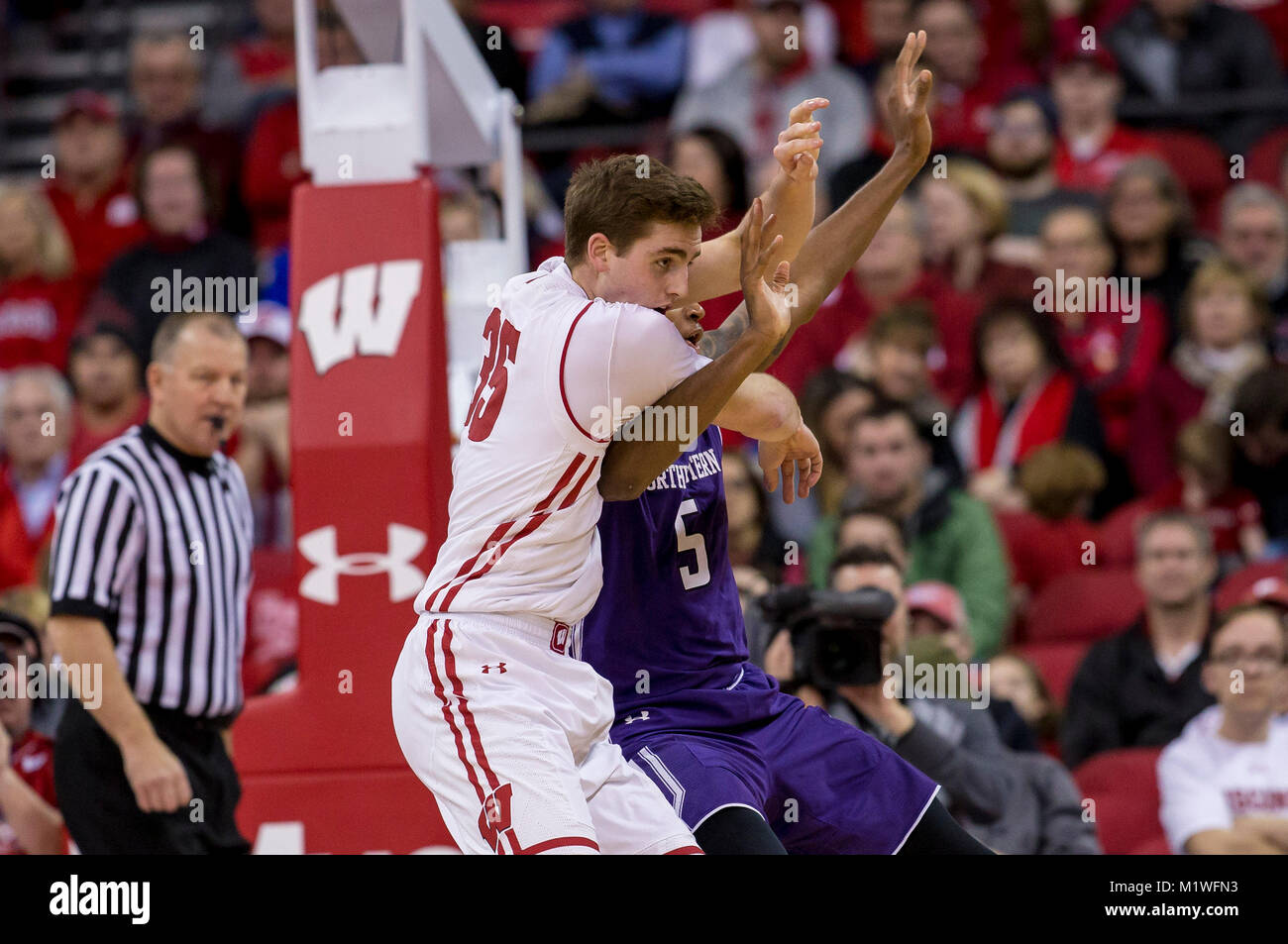 Madison, WI, USA. 1st Feb, 2018. Wisconsin Badgers forward Nate Reuvers ...