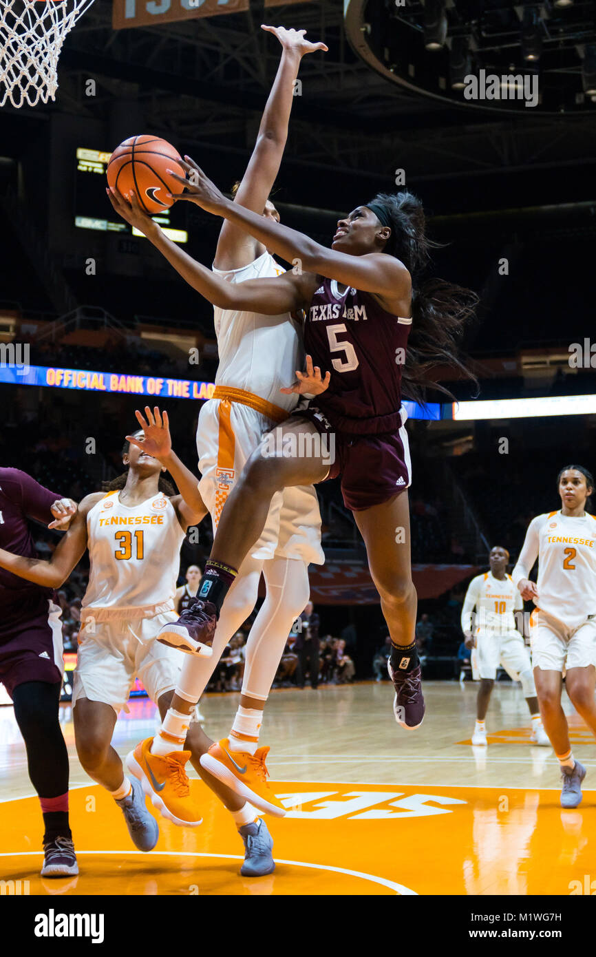 February 1, 2018: Anriel Howard #5 of the Texas A&M Aggies tries to ...