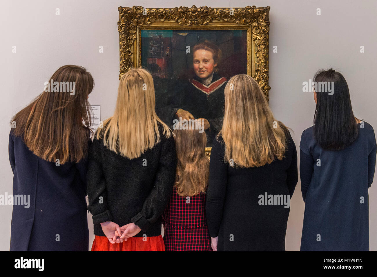 London, UK. 2nd Feb, 2018. Millicent Fawcett by Annie Swynnerton, newly ...