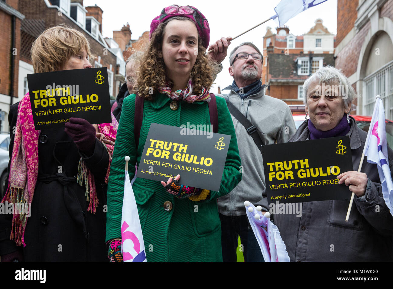 London, UK. 2nd February, 2018. Campaigners from Amnesty International ...