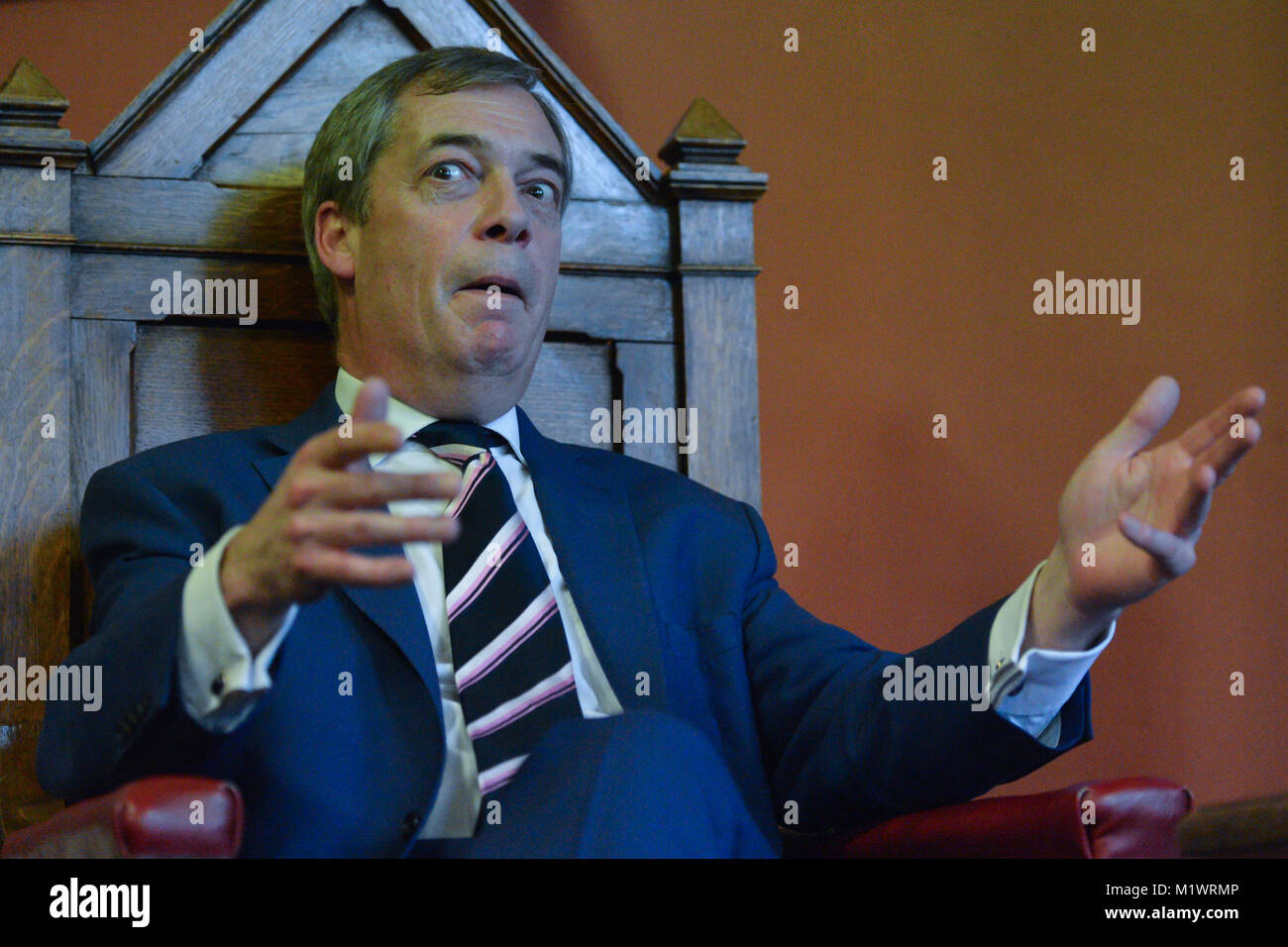 Trinity College, Dublin, Ireland. 2nd February 2018. Nigel Farage ...