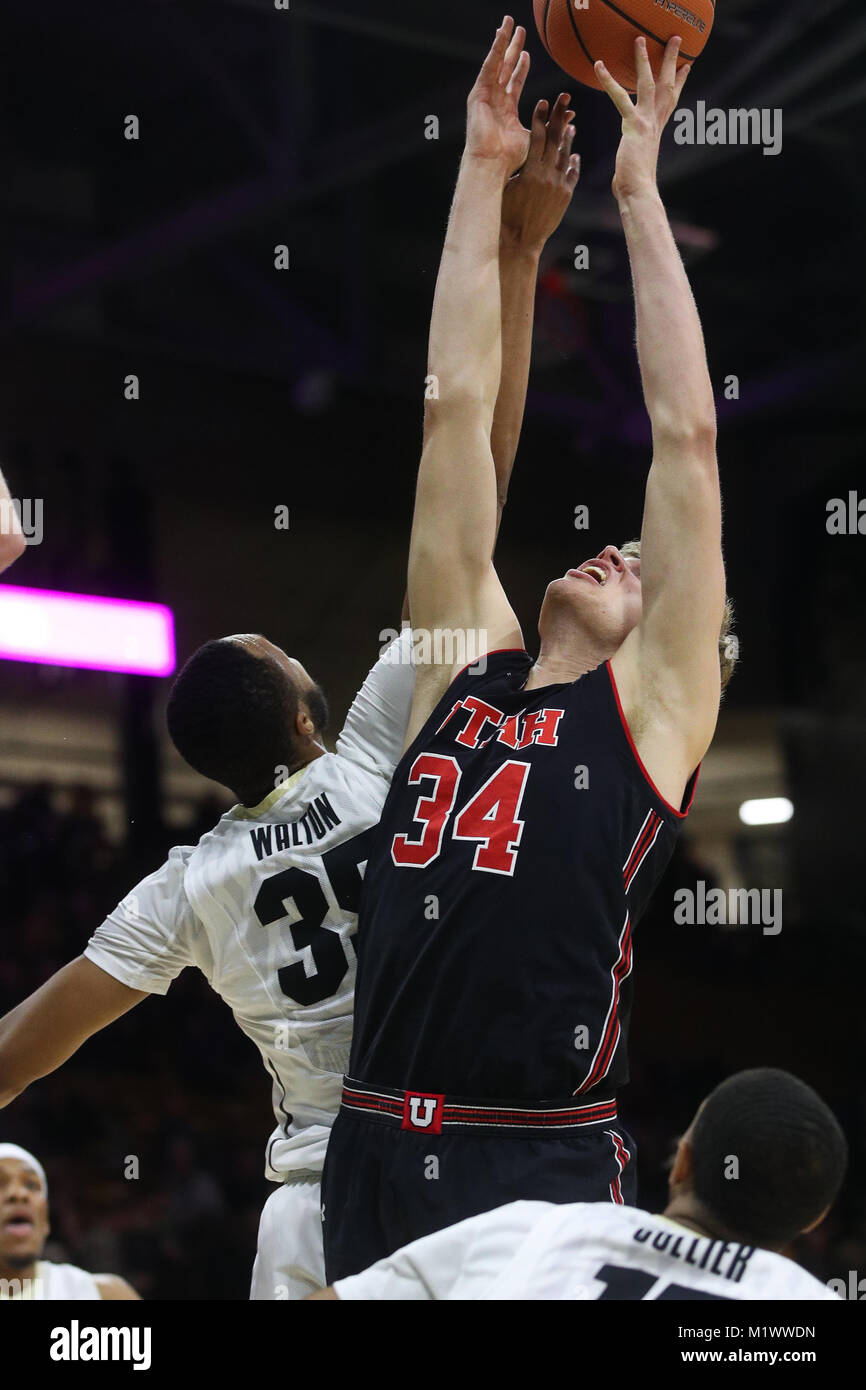 Boulder. 2nd Feb, 2018. Utah's Jayce Johnson and Colorado's Dallas ...