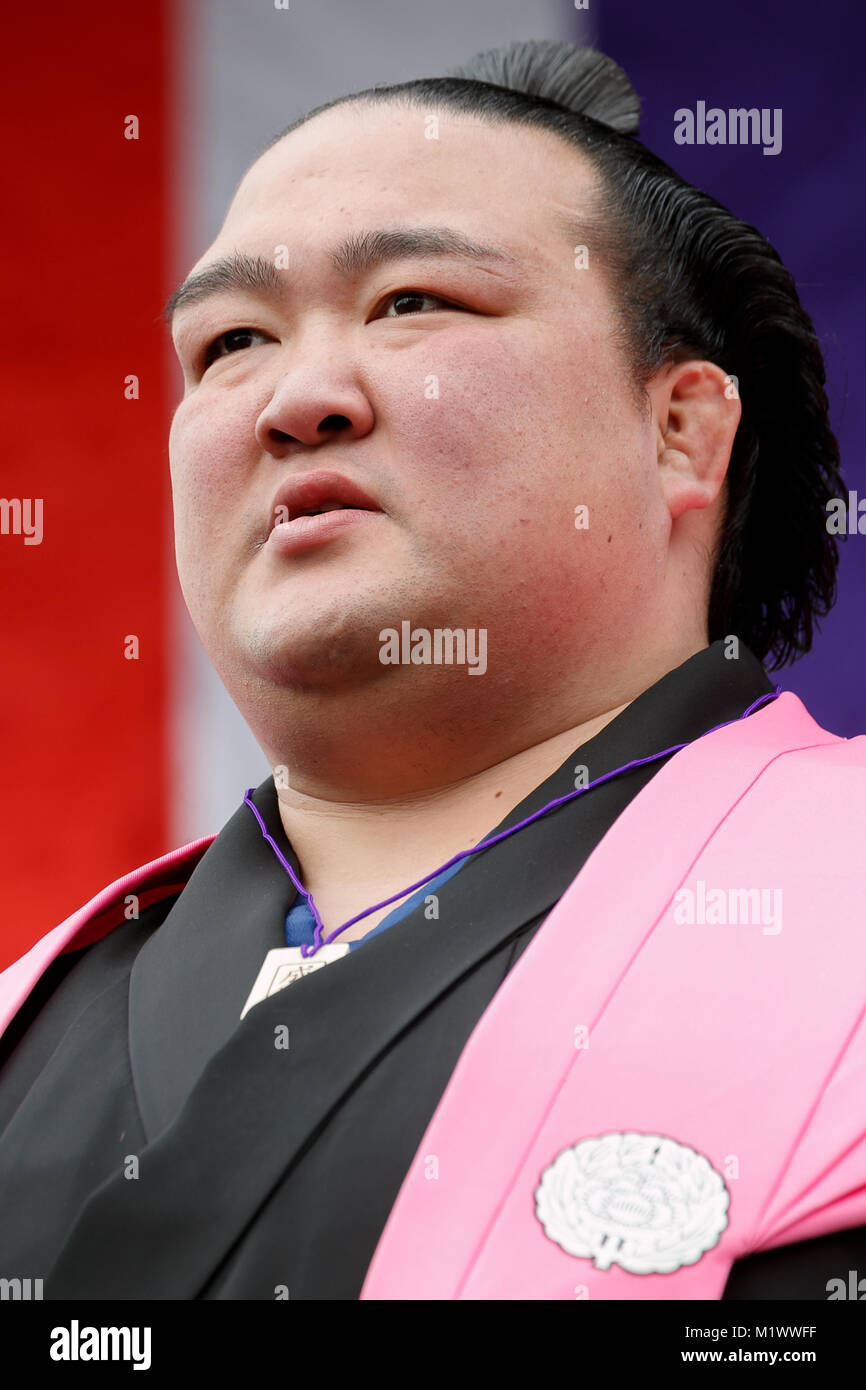 Sumo wrestler Kisenosato Yutaka takes part in the Setsubun festival at ...