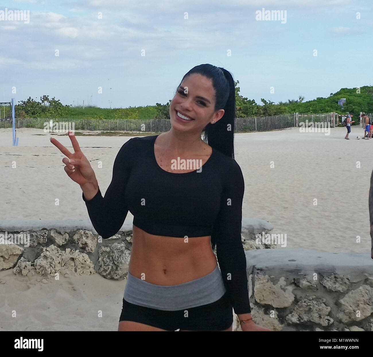 MIAMI BEACH, FL - FEBRUARY 02: Michelle Lewin fitness model with 13 ...