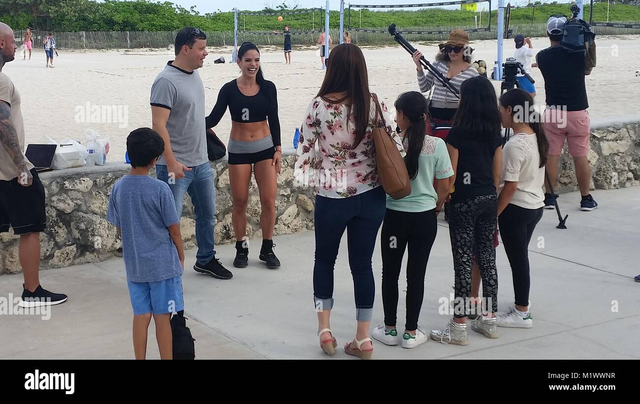MIAMI BEACH, FL - FEBRUARY 02: Michelle Lewin fitness model with 13 ...