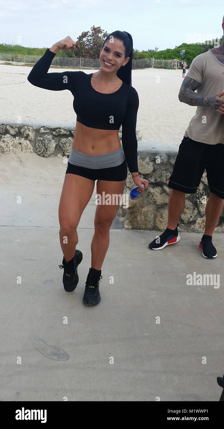 MIAMI BEACH, FL - FEBRUARY 02: Michelle Lewin fitness model with 13 ...
