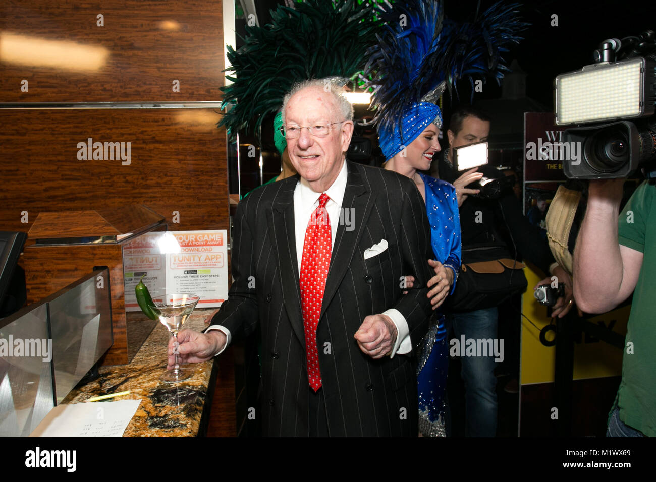 Las Vegas, NV, USA. 2nd Feb, 2018. Former mayor Oscar Goodman places ...