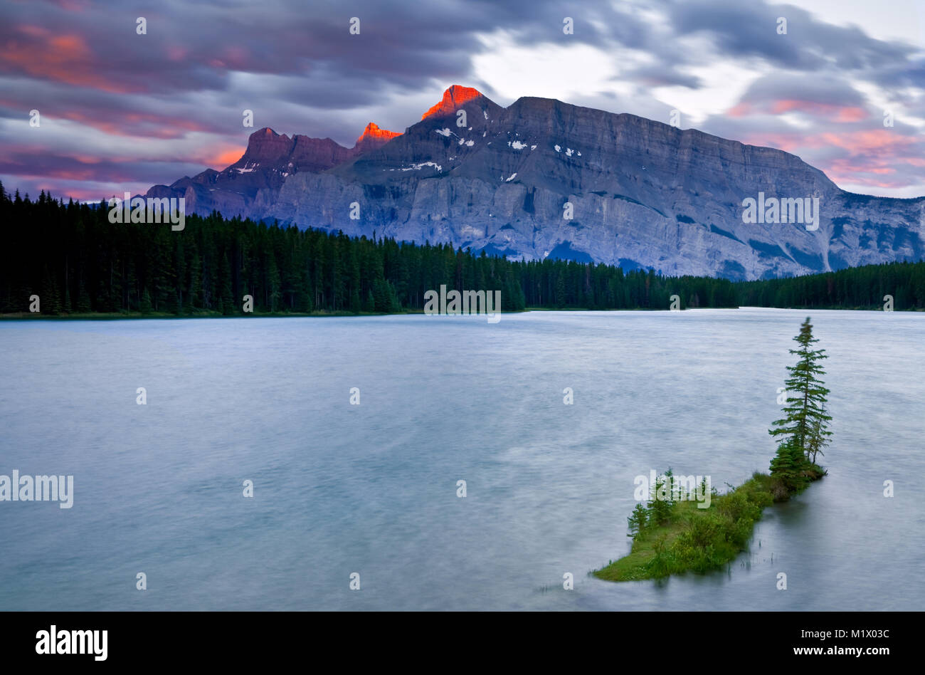 Mount Rundle and Two Jack Lake, Banff National Park, Alberta, Canada ...