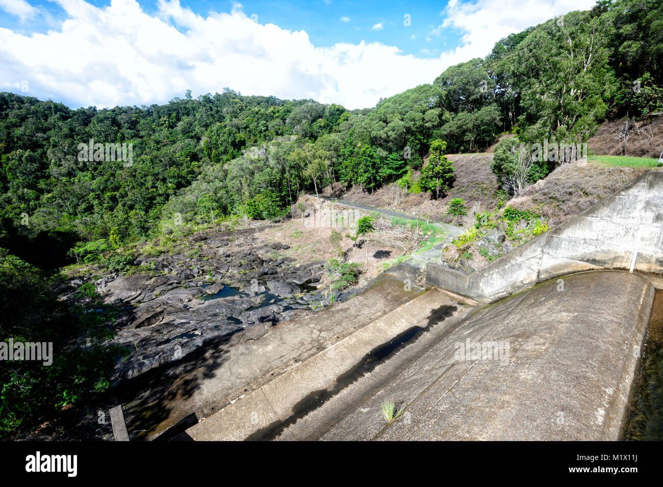 View of Copperlode Dam Lake Morris spillway showing low water levels ...