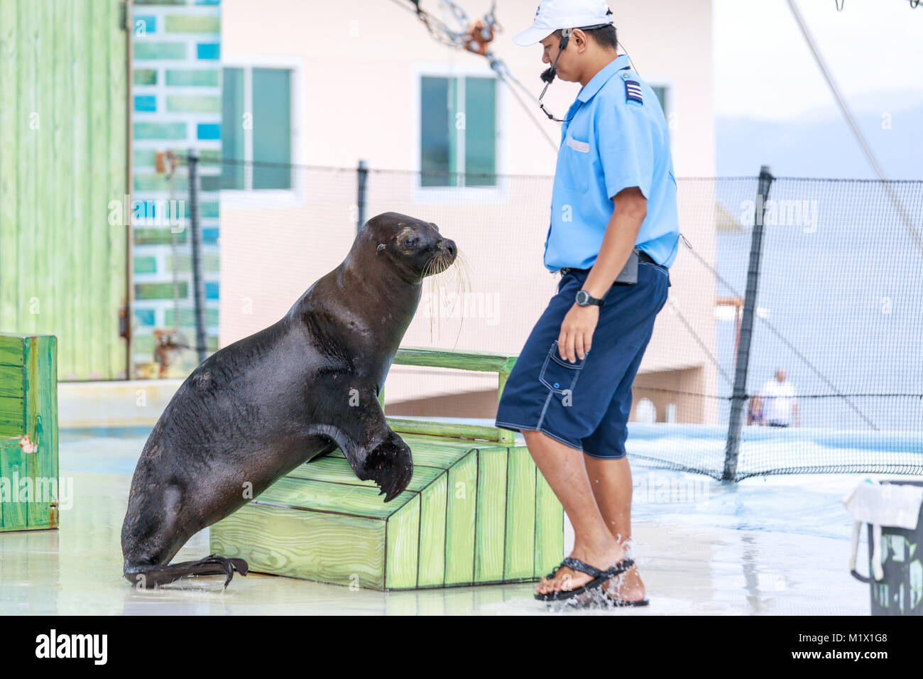 SUBIC BAY, MANILA, PHILIPPINES : JAN 28, 2018 - Instructor perform with ...