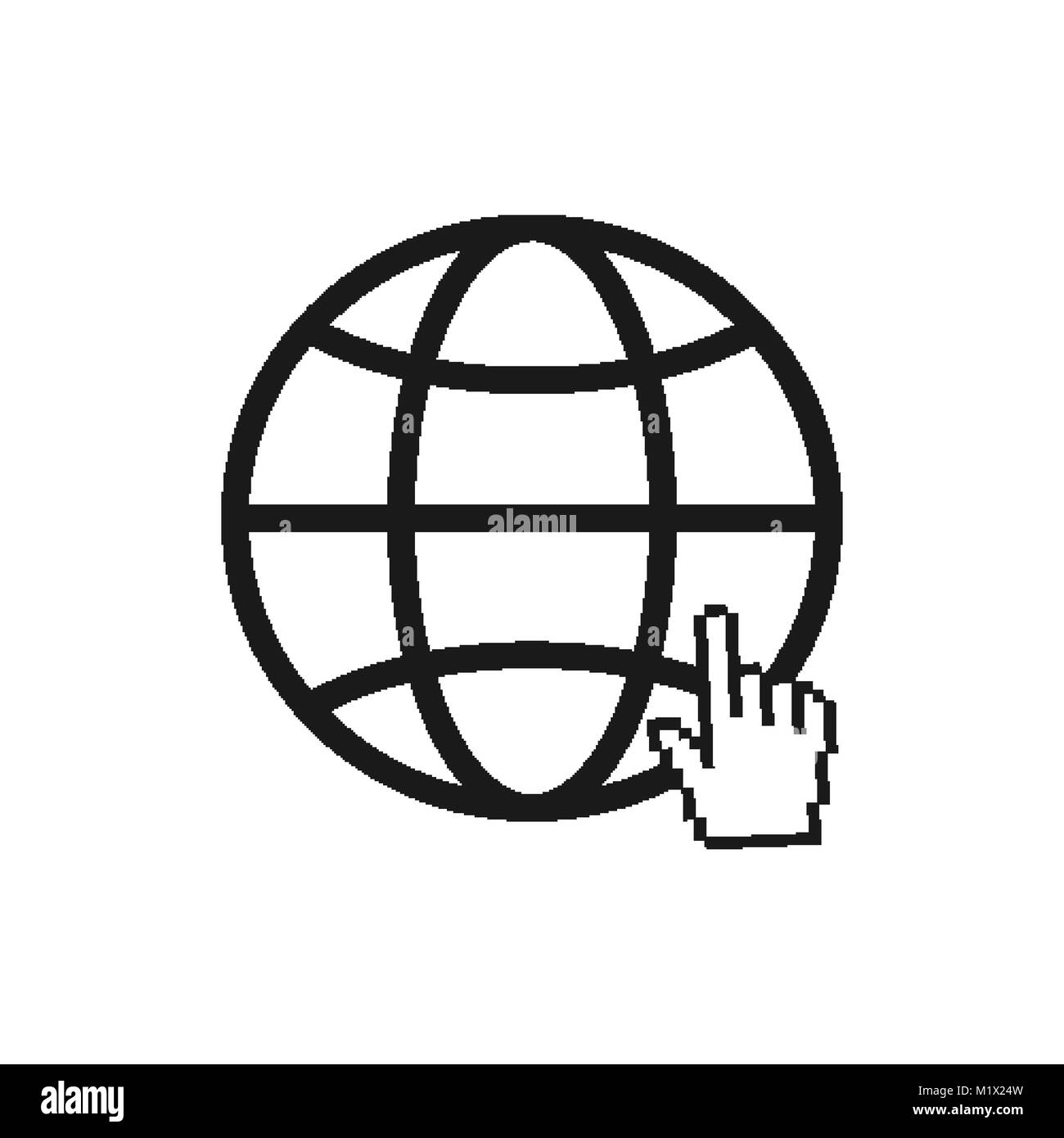 Internet icon. Site favicon with pixalate hand cursor Stock Vector ...