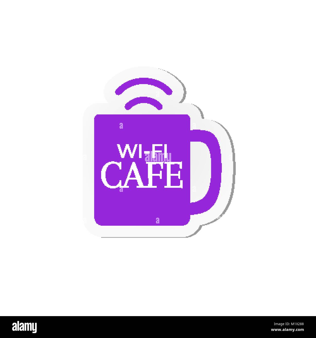 Wifi cafe logo. Wireless connection sticker. Purple cup Stock Vector ...