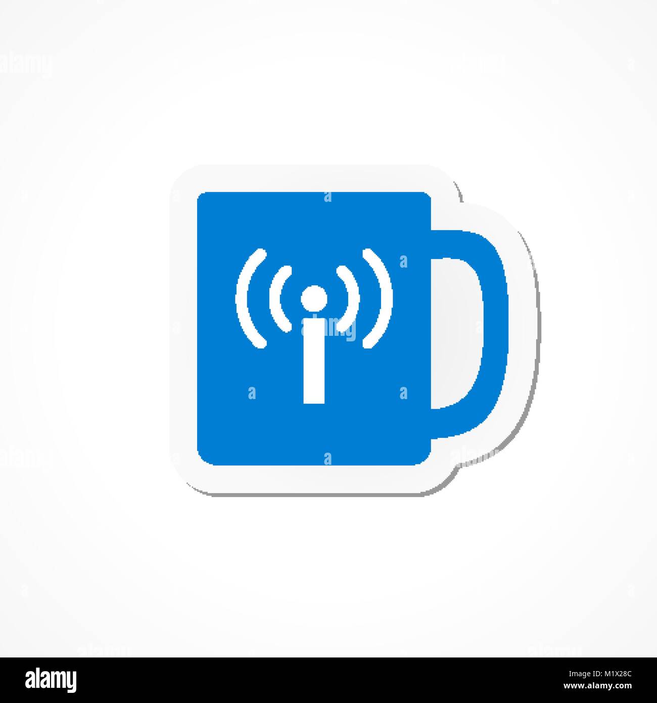 Internet logotype design. Blue cup sticker with wireless internet logo ...