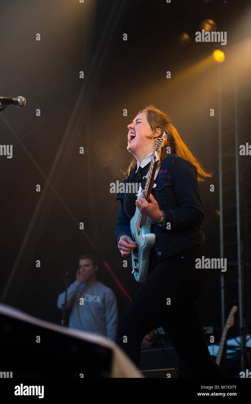 The Norwegian all female indie rock band Razika performs a live concert ...