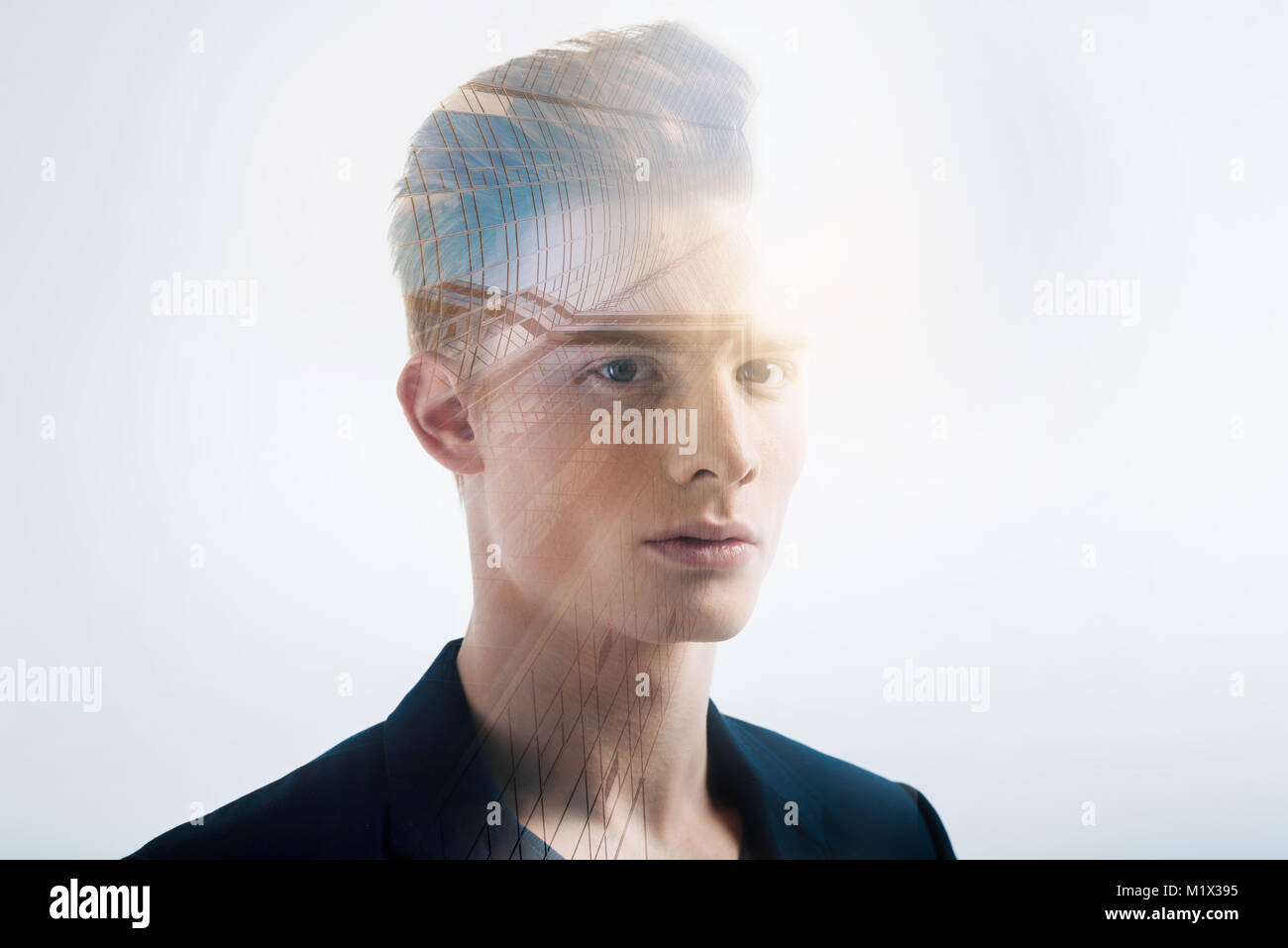 Calm perspective man looking straight and thinking Stock Photo - Alamy