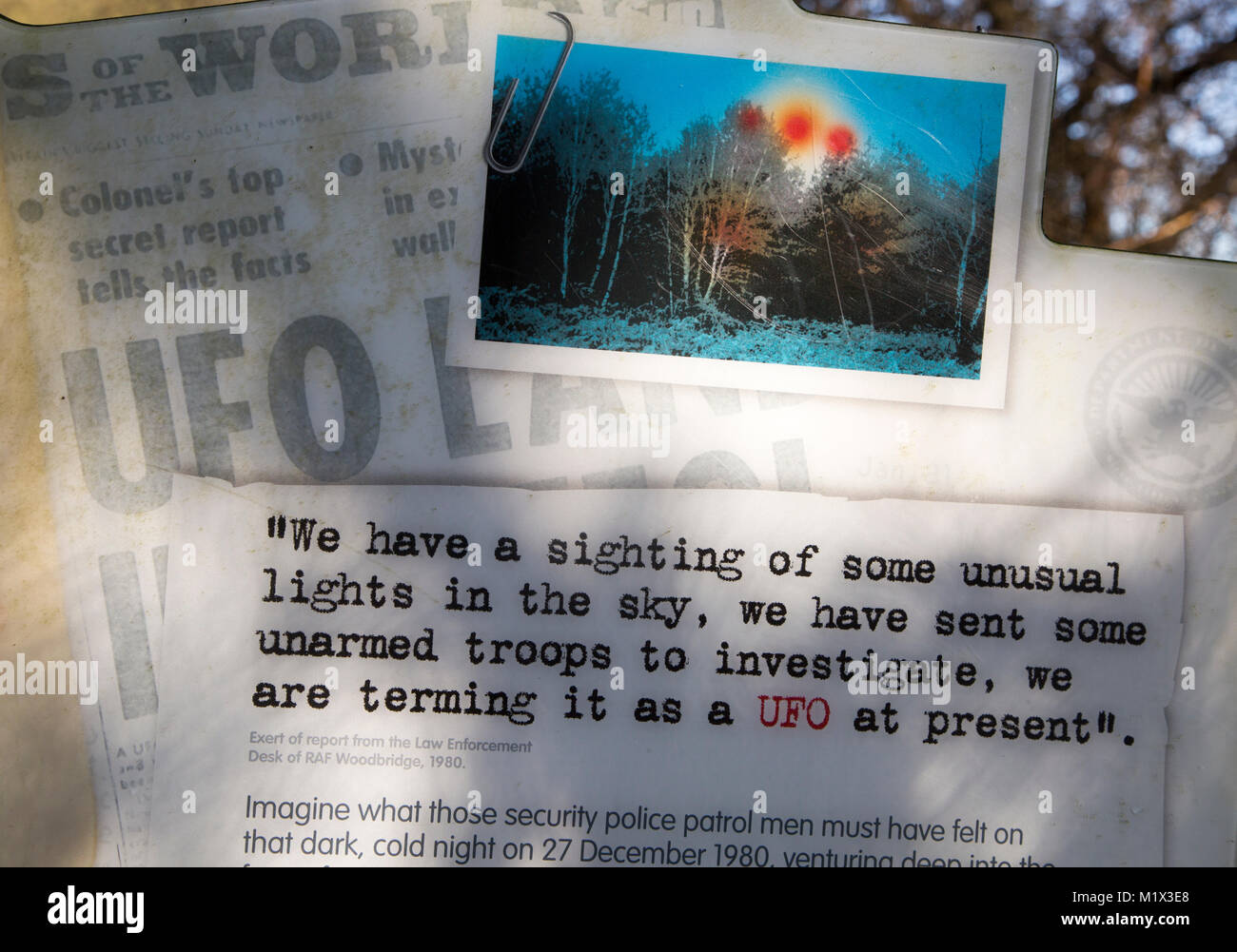 Rendlesham UFO trail, Rendlesham forest, Suffolk, England, UK Stock ...