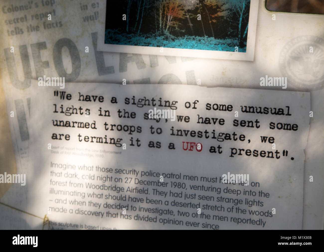 Rendlesham UFO trail, Rendlesham forest, Suffolk, England, UK Stock ...