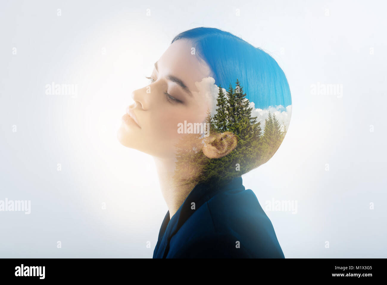 Deep sad girl dreaming and looking aside Stock Photo - Alamy