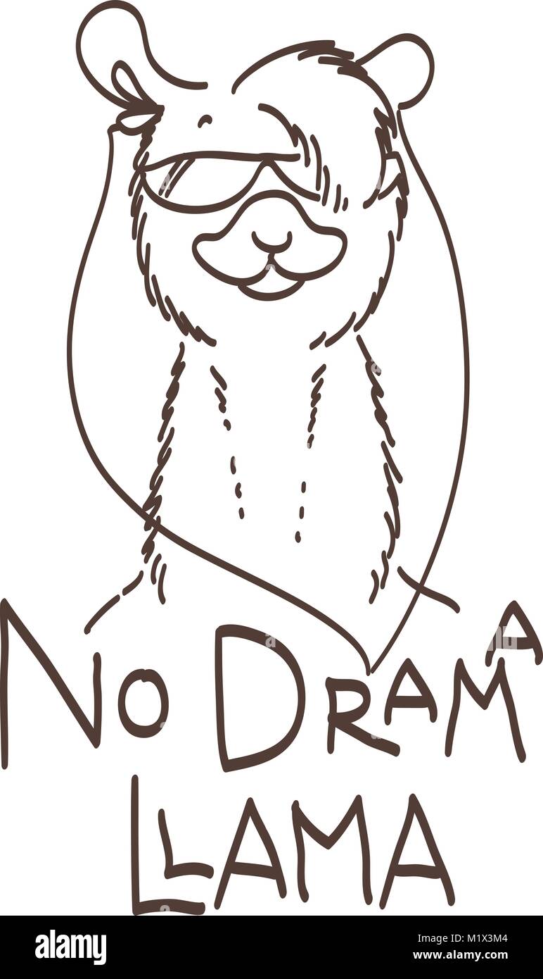 Cute card with cartoon llama. Motivational and inspirational quote ...
