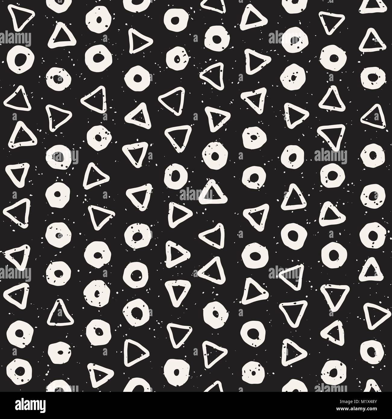 Hand drawn black and white ink abstract seamless pattern. Vector ...