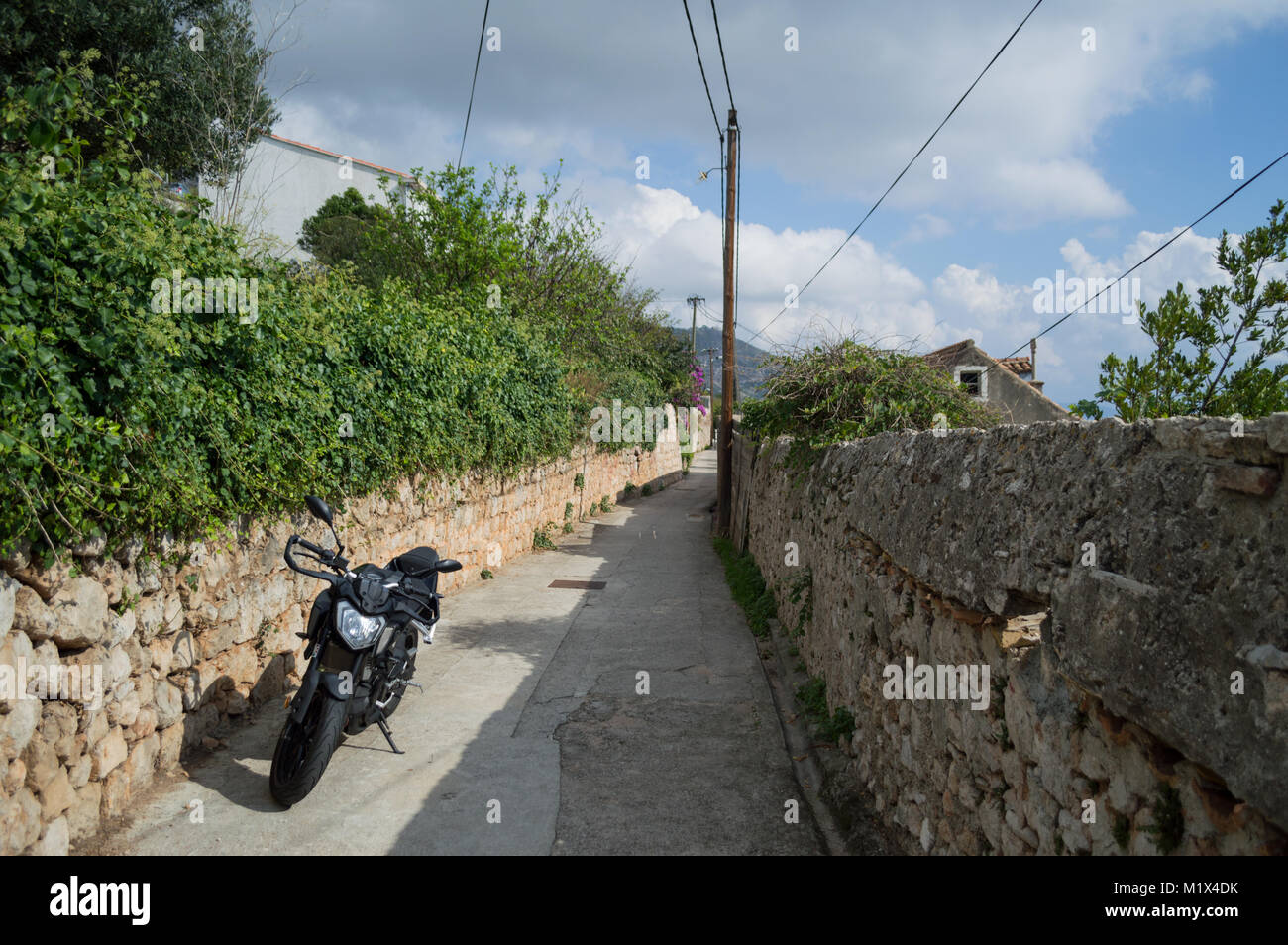 Residential Alley with Motorcycle in Dubrovnik, Croatia Stock Photo - Alamy