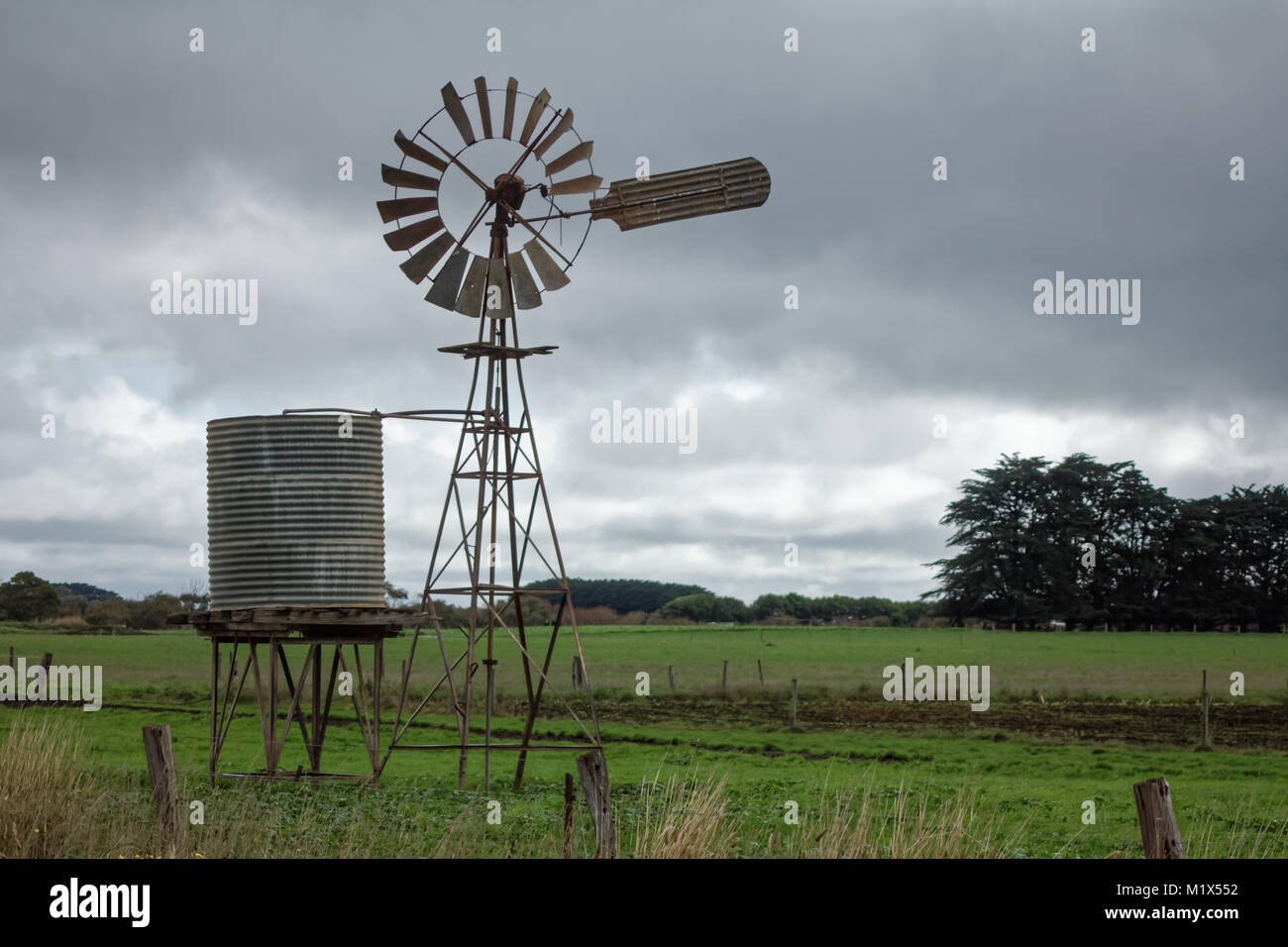 Windmill and water tank in the Australian farming district Stock Photo ...