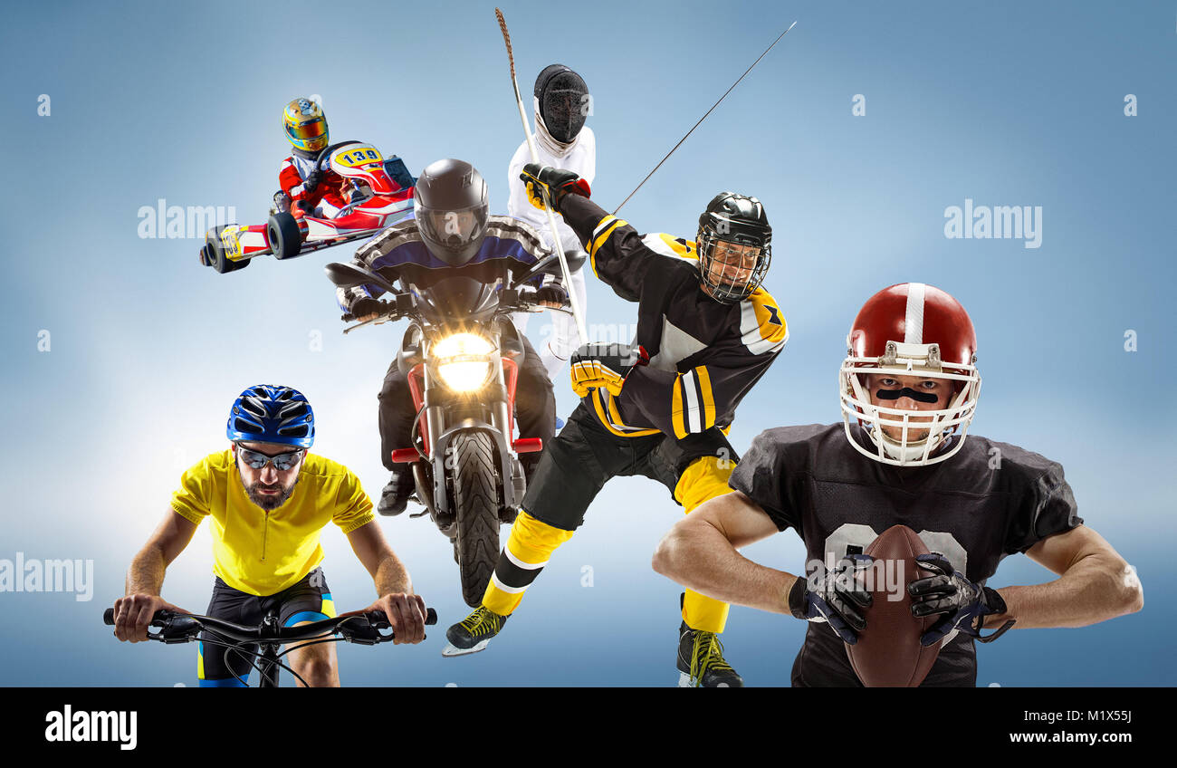 The Conceptual Multi Sports Collage With American Football Hockey 