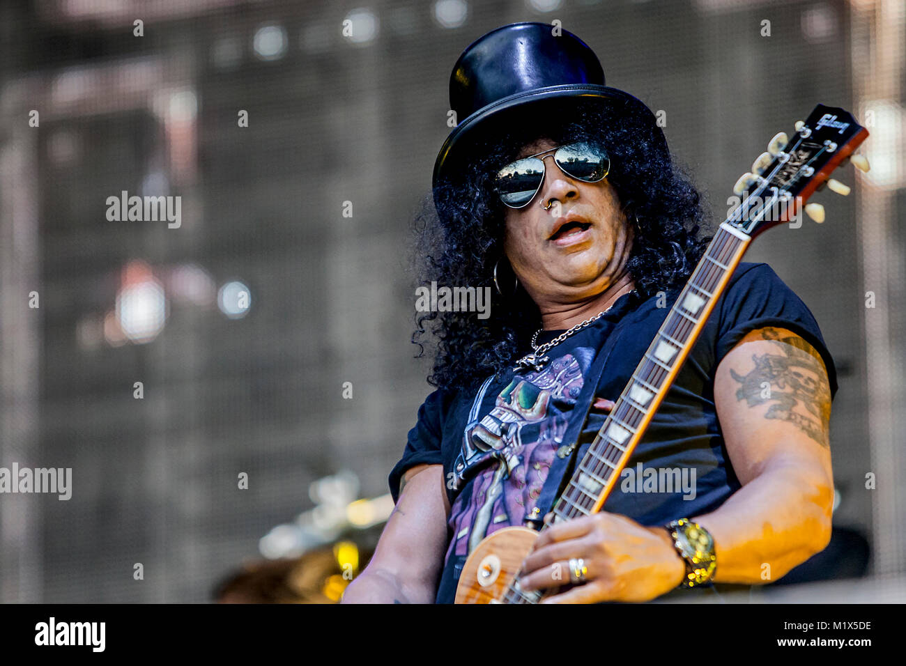 The American musician and guitarist Slash performs a live concert with ...